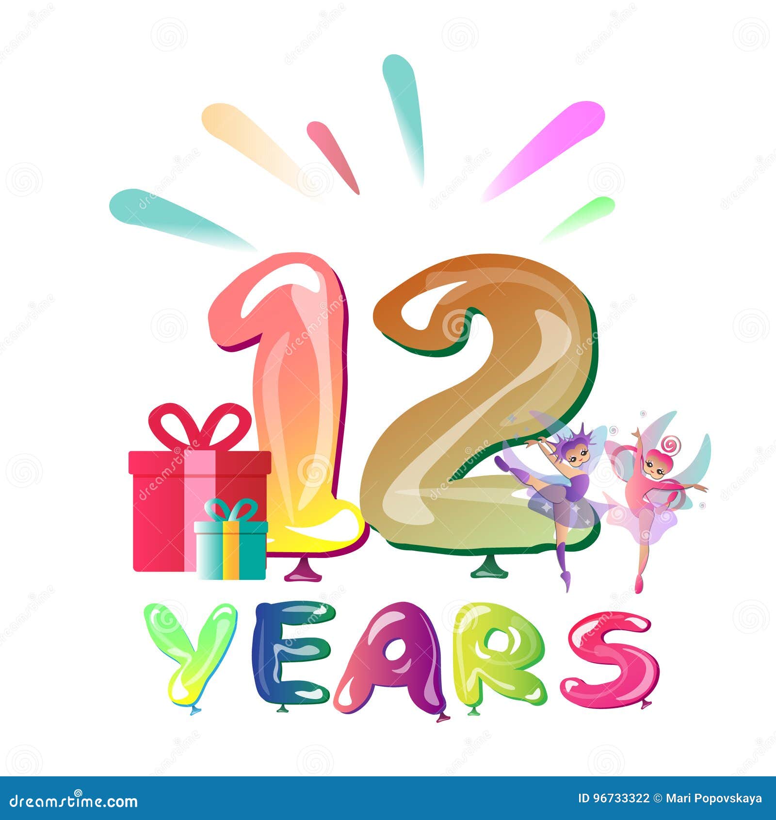 Greeting Card for Twelve Year Stock Vector - Illustration of company ...