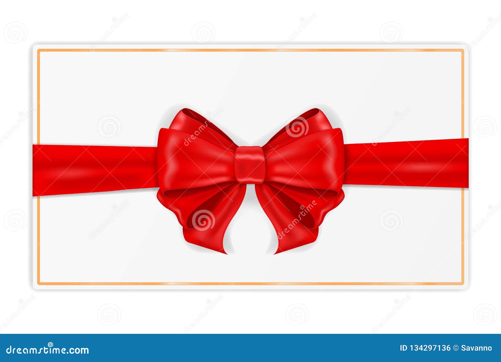 Greeting Card Wrapped with Red Ribbon. with Silk Bow Stock Vector ...