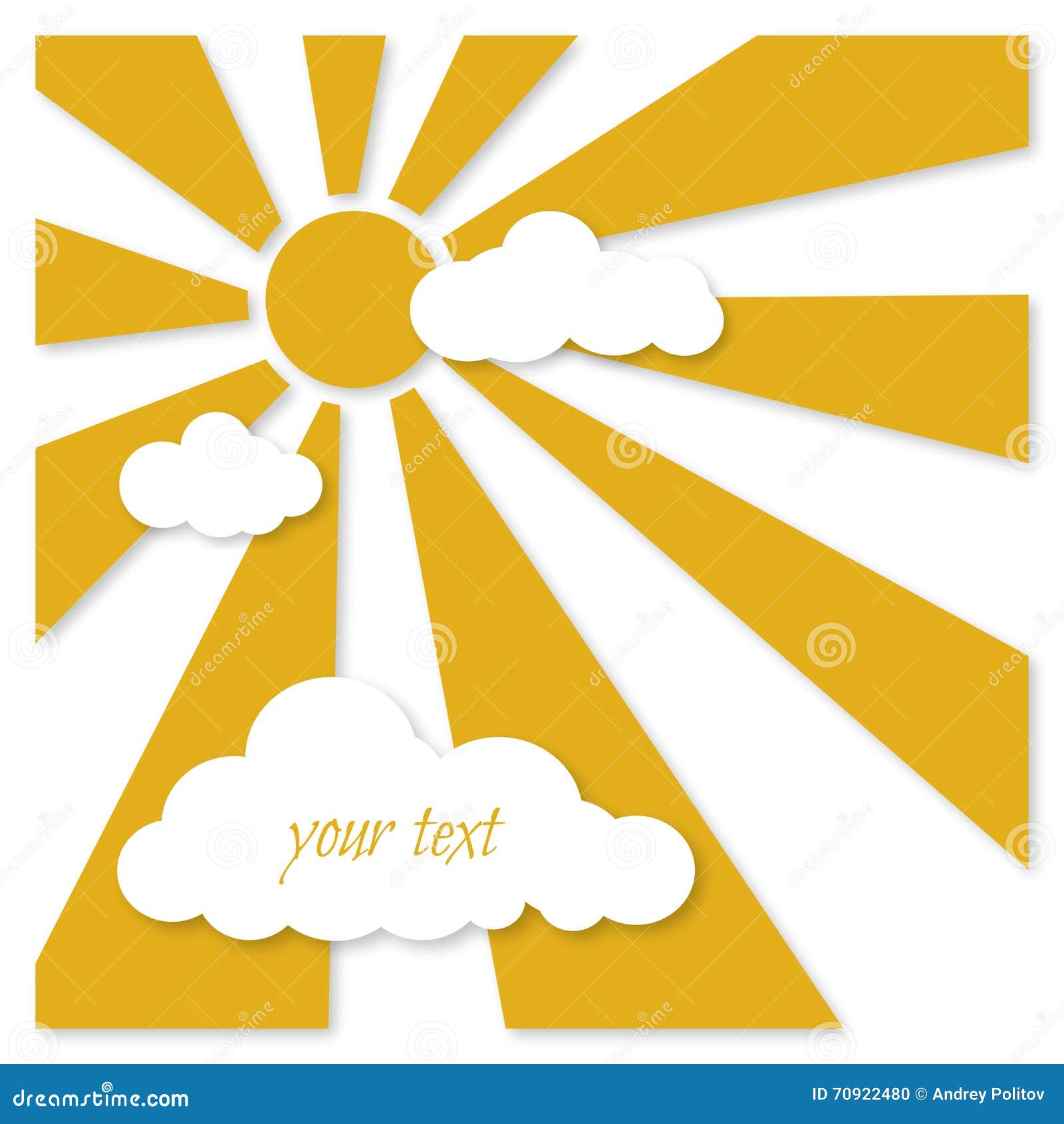 Greeting Card - Yellow Sun with Clouds Stock Illustration ...