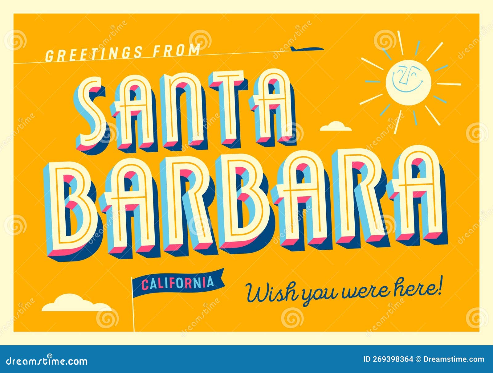 Santa Barbara California USA Skyline Silhouette Design City Vector Art ...