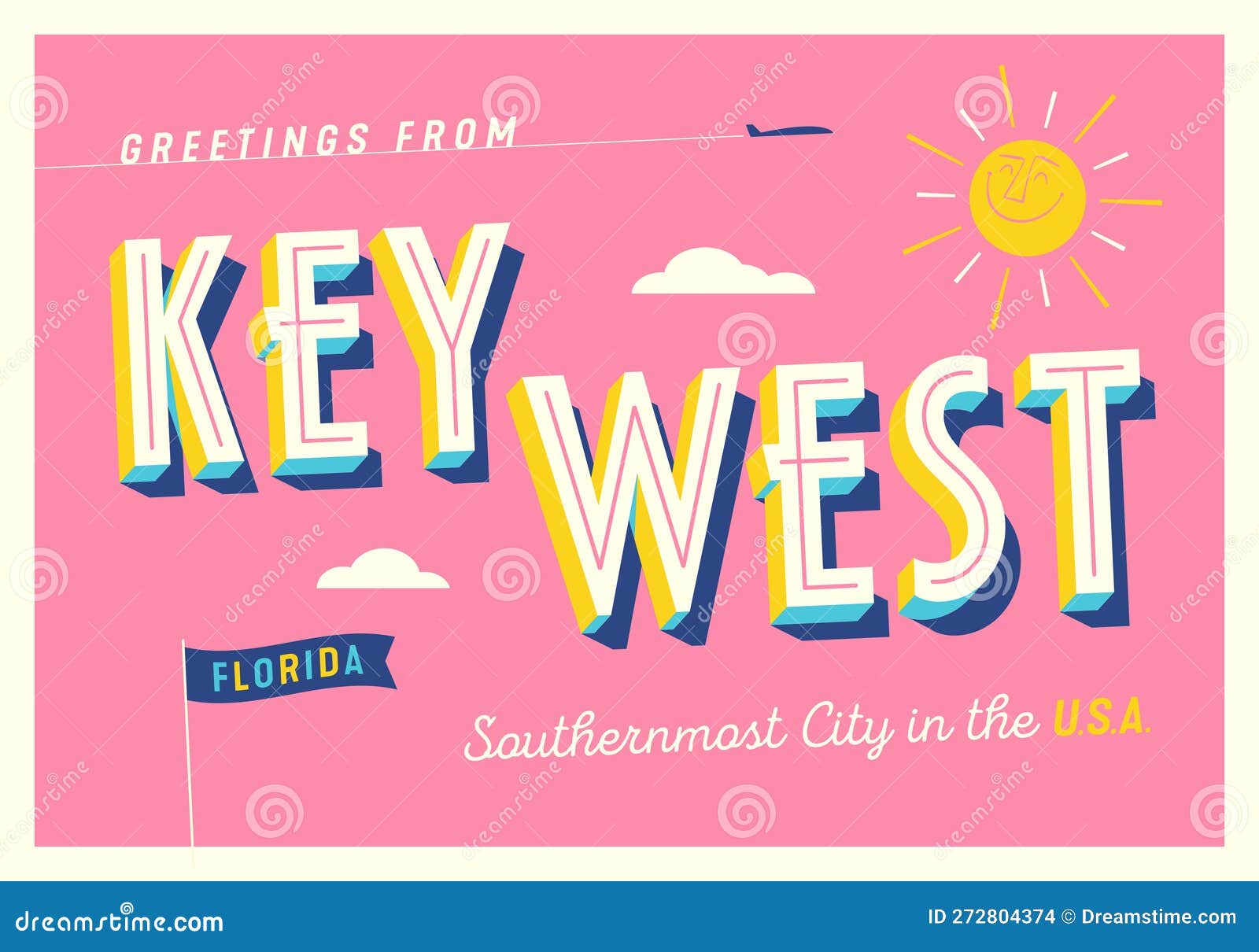 Greetings from Key West, Florida, USA - Touristic Postcard. Stock ...