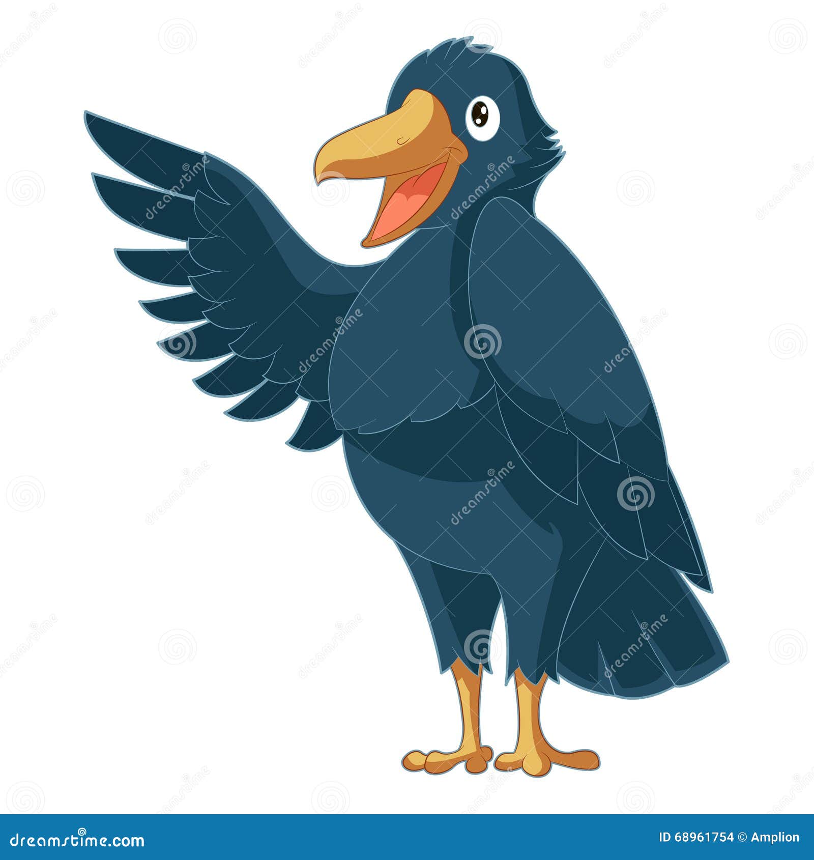 Greeting cartoon Crow stock vector. Illustration of happy - 68961754