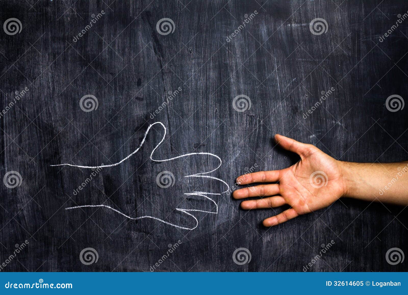 Greeting the Chalk Drawing of a Hand Stock Image - Image of blank ...