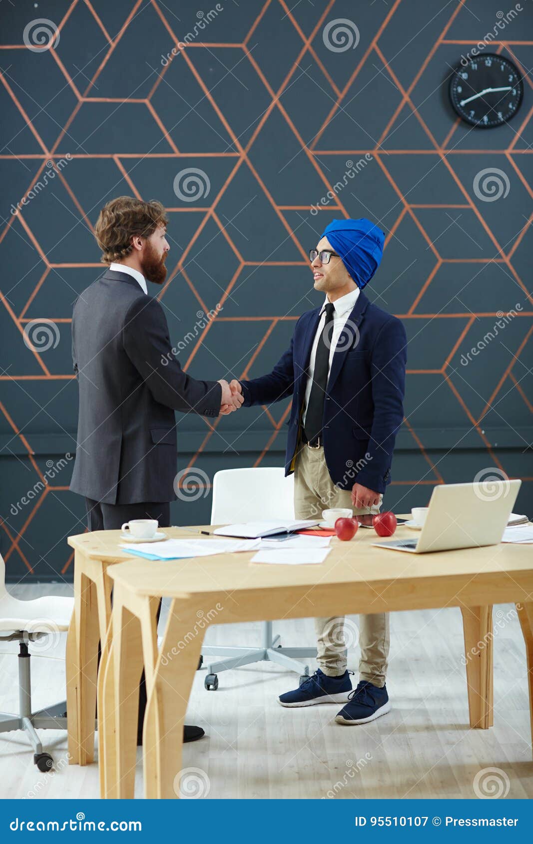 Greeting of co-workers stock image. Image of deal, trust - 95510107