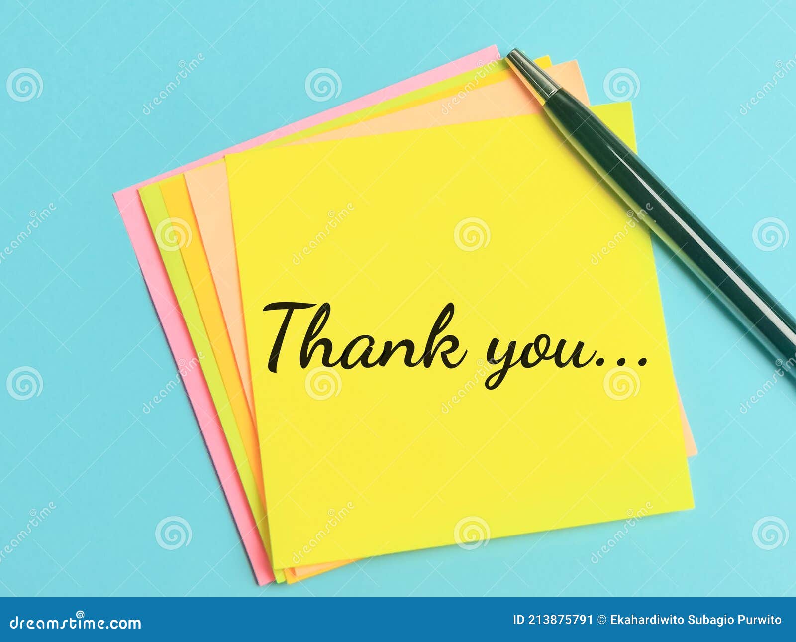 Phrase THANK YOU Written on Sticky Note with a Pen. Stock Image - Image ...