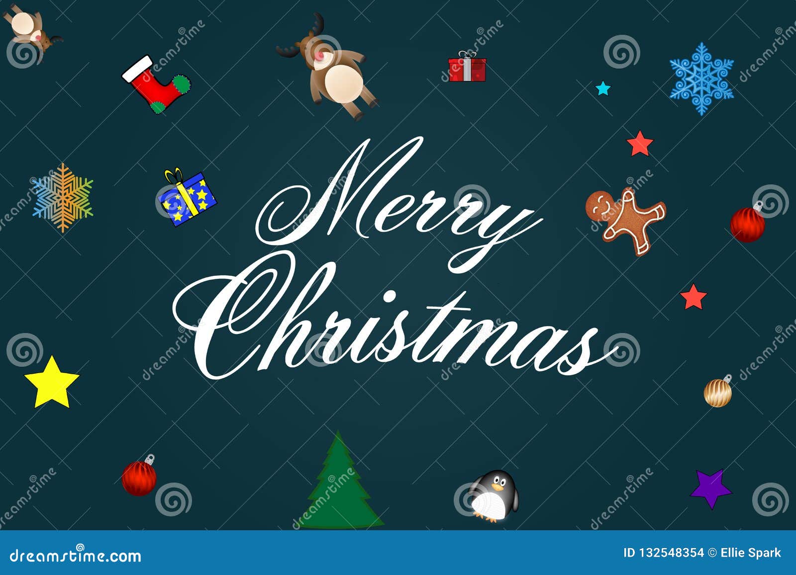 Christmas Greeting Card Illustration with Christmas Objects Stock ...