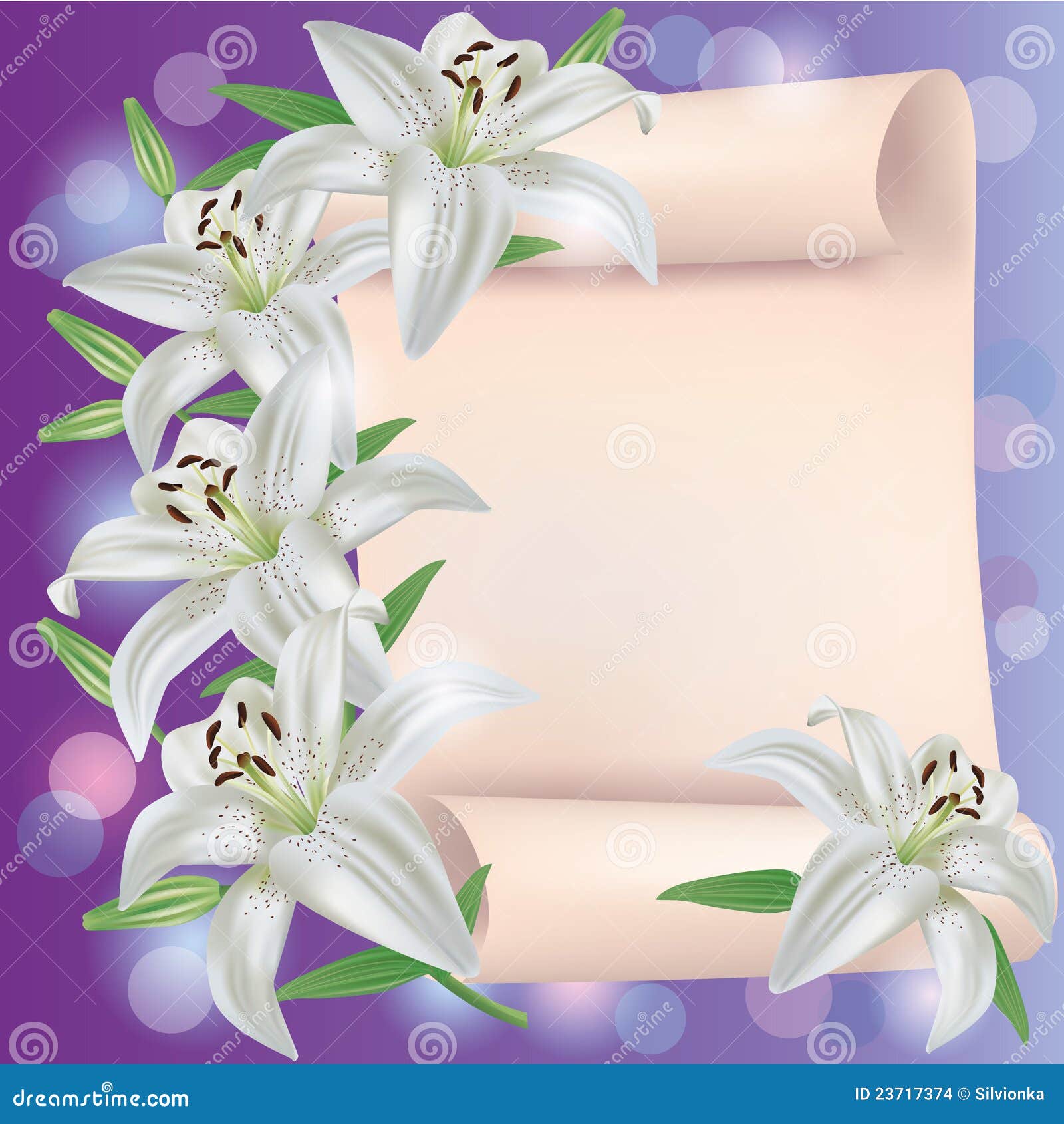 Greeting or Invitation Card with Lily Flowers Stock Vector ...