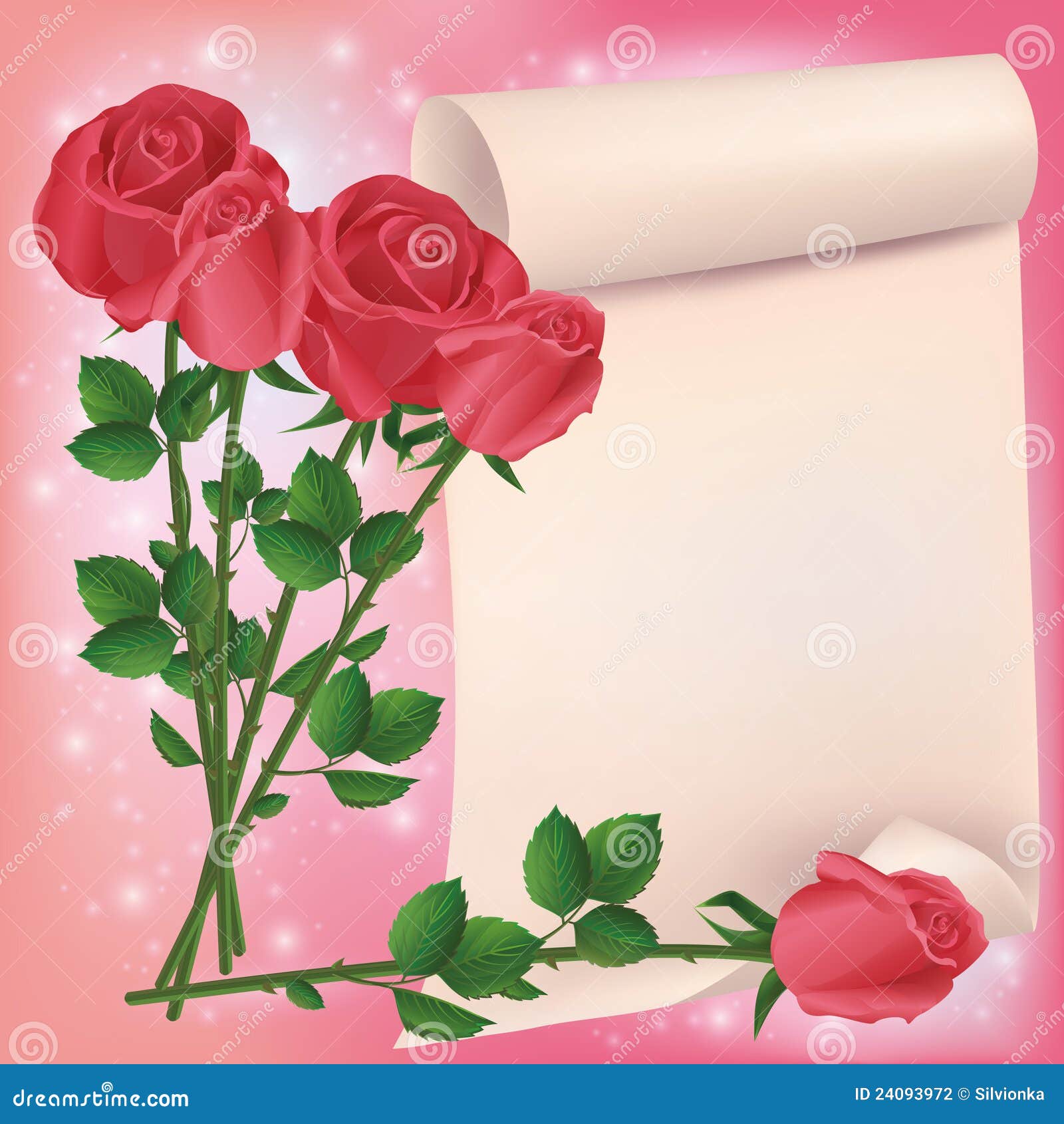 Greeting or Invitation Card with Red Roses Stock Vector - Illustration ...