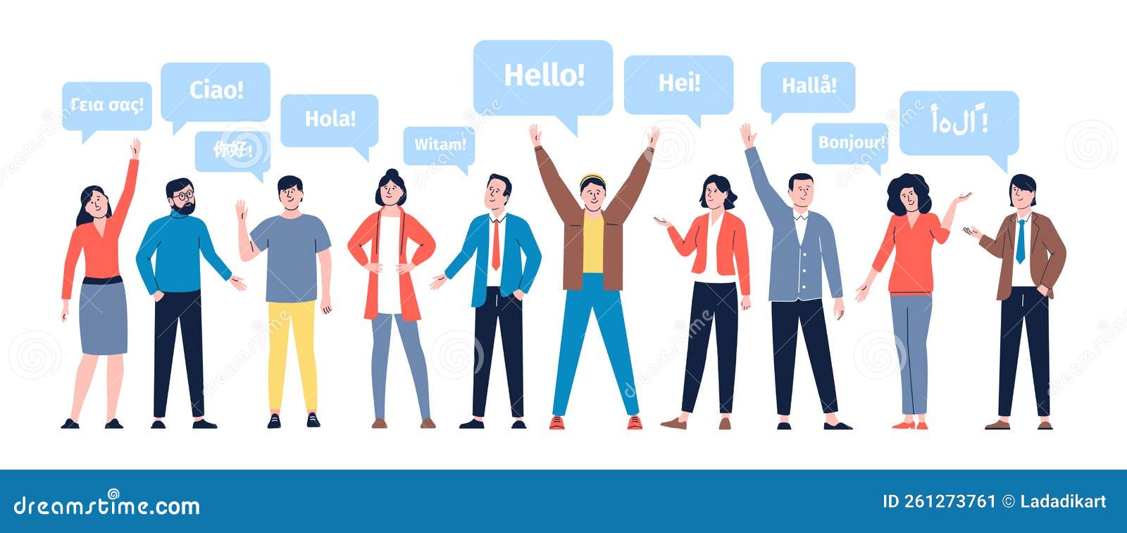 Greeting in Native Languages. Friendly Multilingual People, Diverse ...