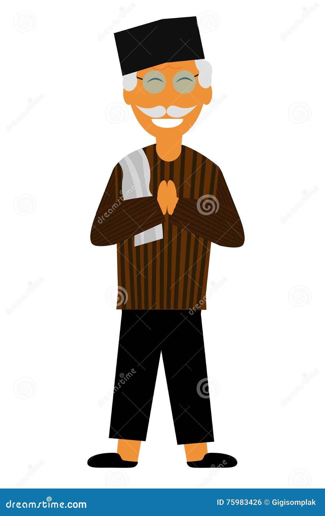 Greeting Old Java Man, Isolated on White Stock Vector - Illustration of ...