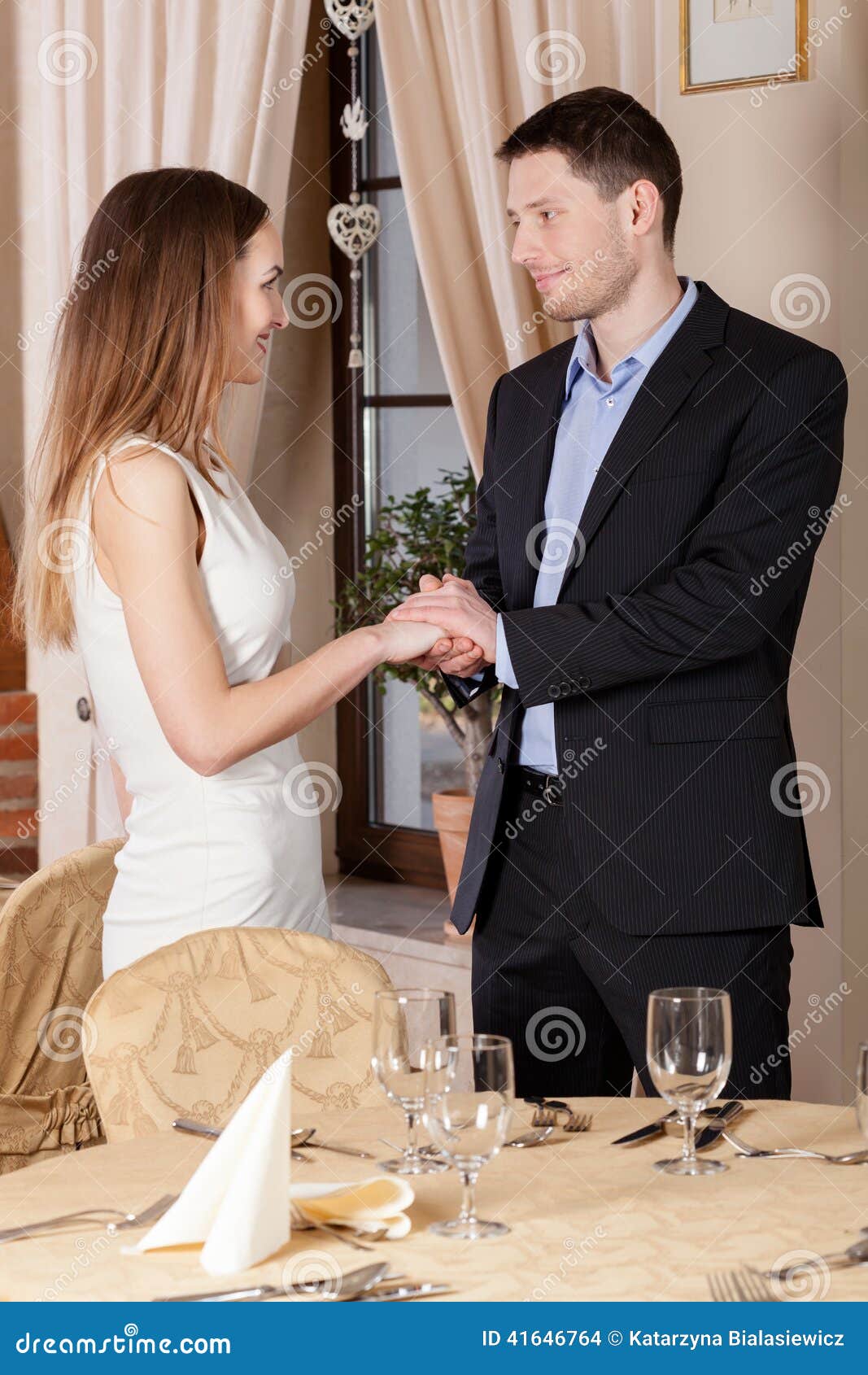 Greeting in a restaurant stock photo. Image of elegance - 41646764
