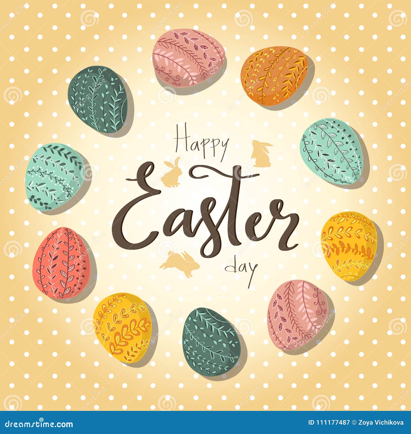 Greeting Retro Card Happy Easter Stock Vector - Illustration of branch ...