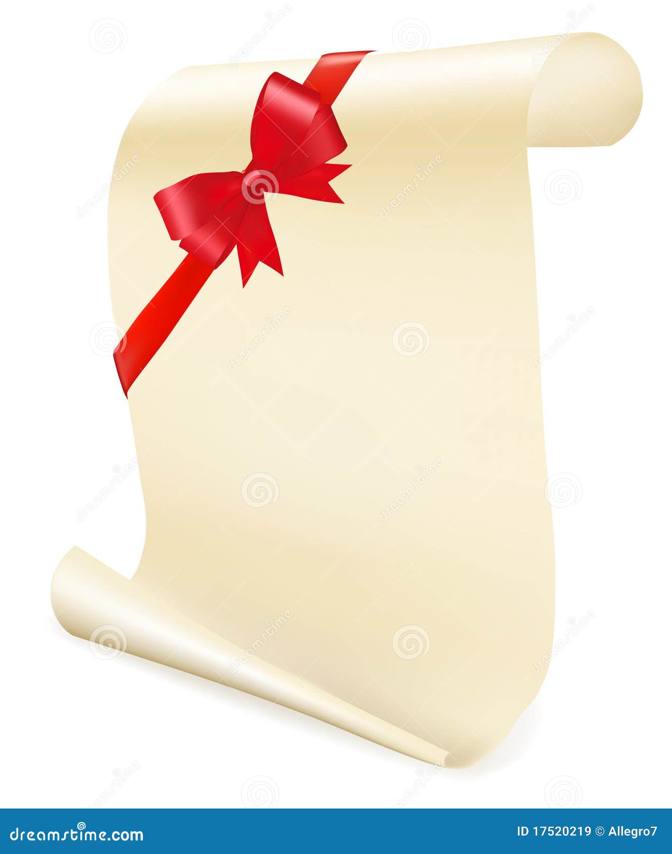 Greeting Scroll with Red Bow. Stock Vector - Illustration of surprise ...