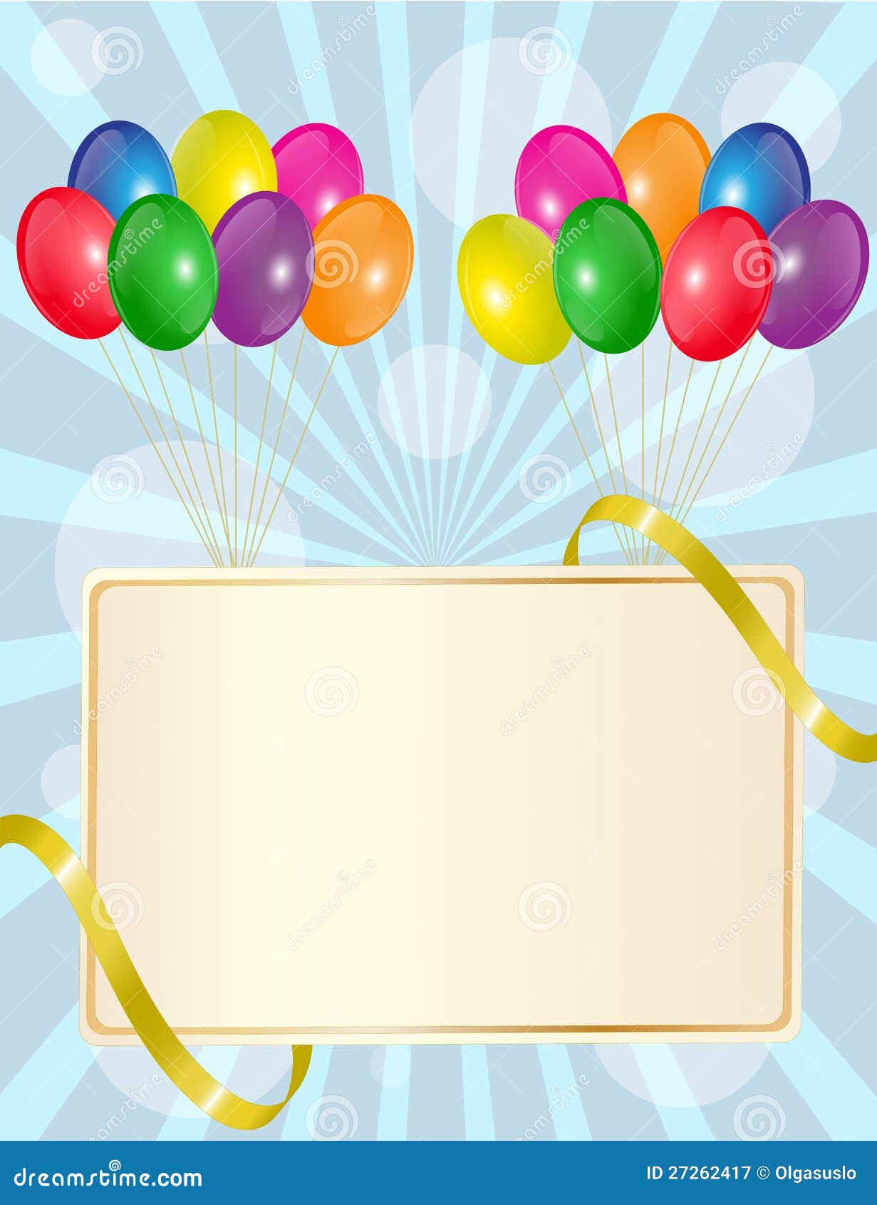 Greeting Sign with Balloons Stock Illustration - Illustration of blue ...