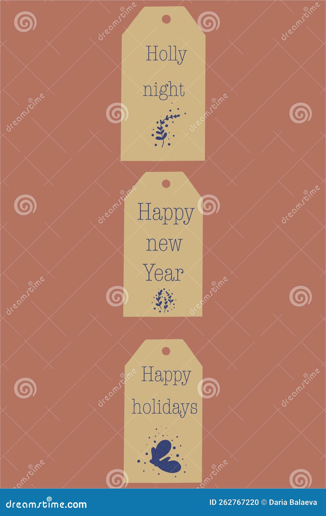 Greeting Tags Set Hand Drawn Vector Badge Colour Stock Vector ...