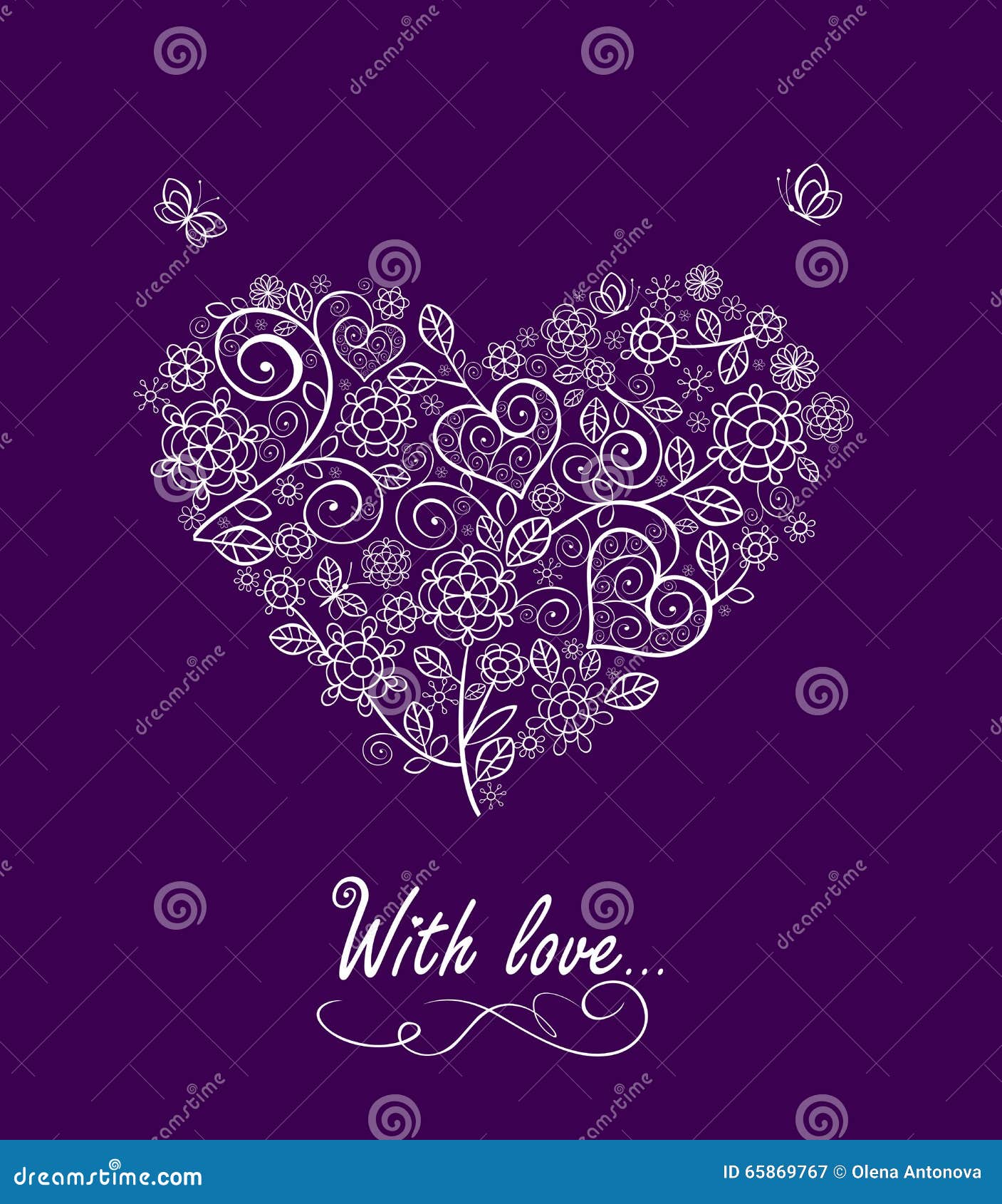 Greeting Violet Card with Beautiful Lacy Bouquet Stock Vector ...
