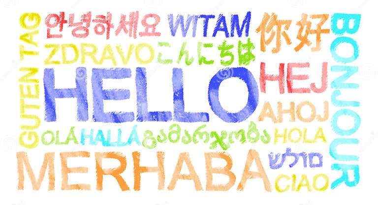 Greeting Words in Different Foreign Languages on White Background Stock ...