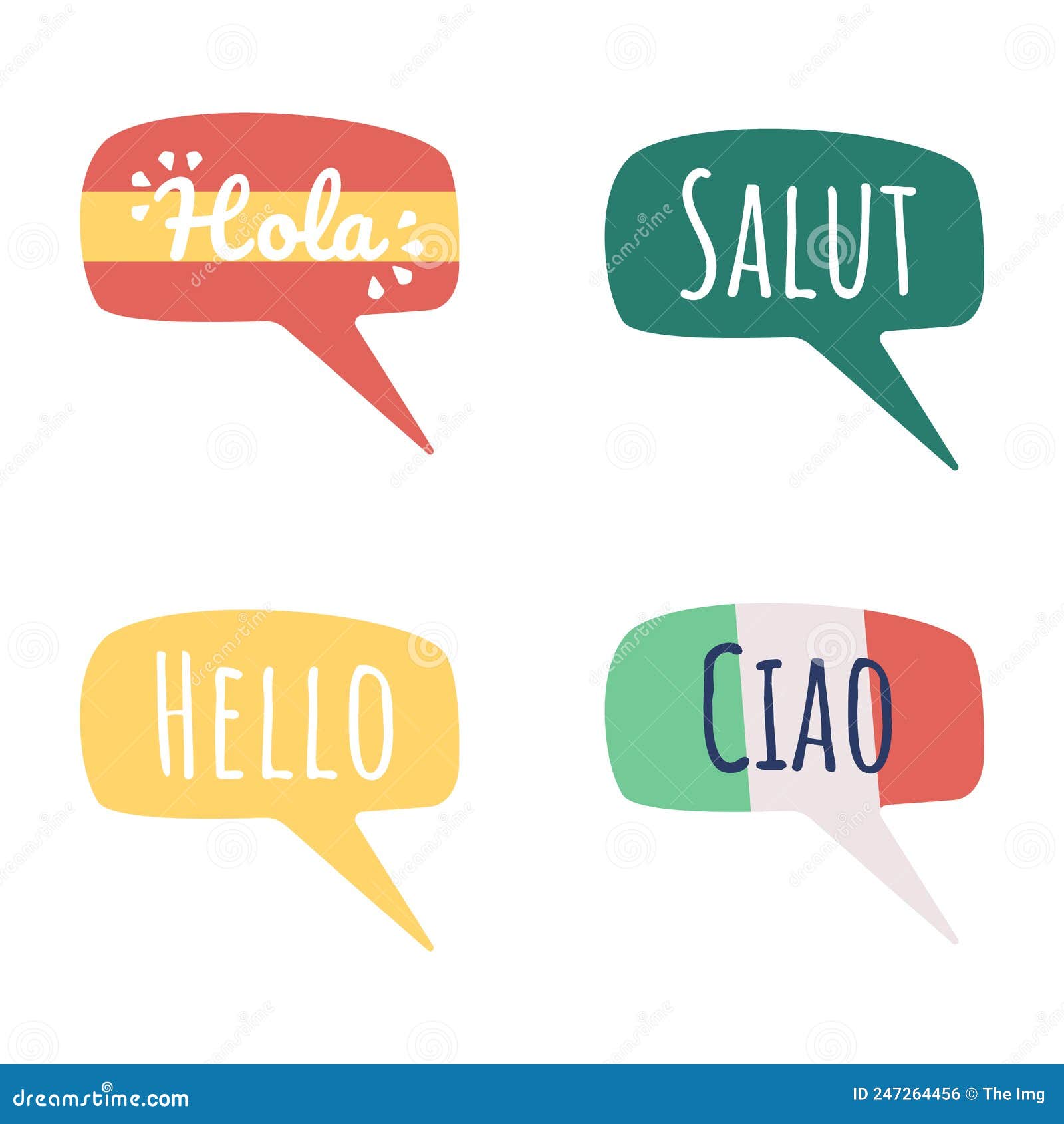 Greeting Words in Different Languages Semi Flat Color Vector Speech ...