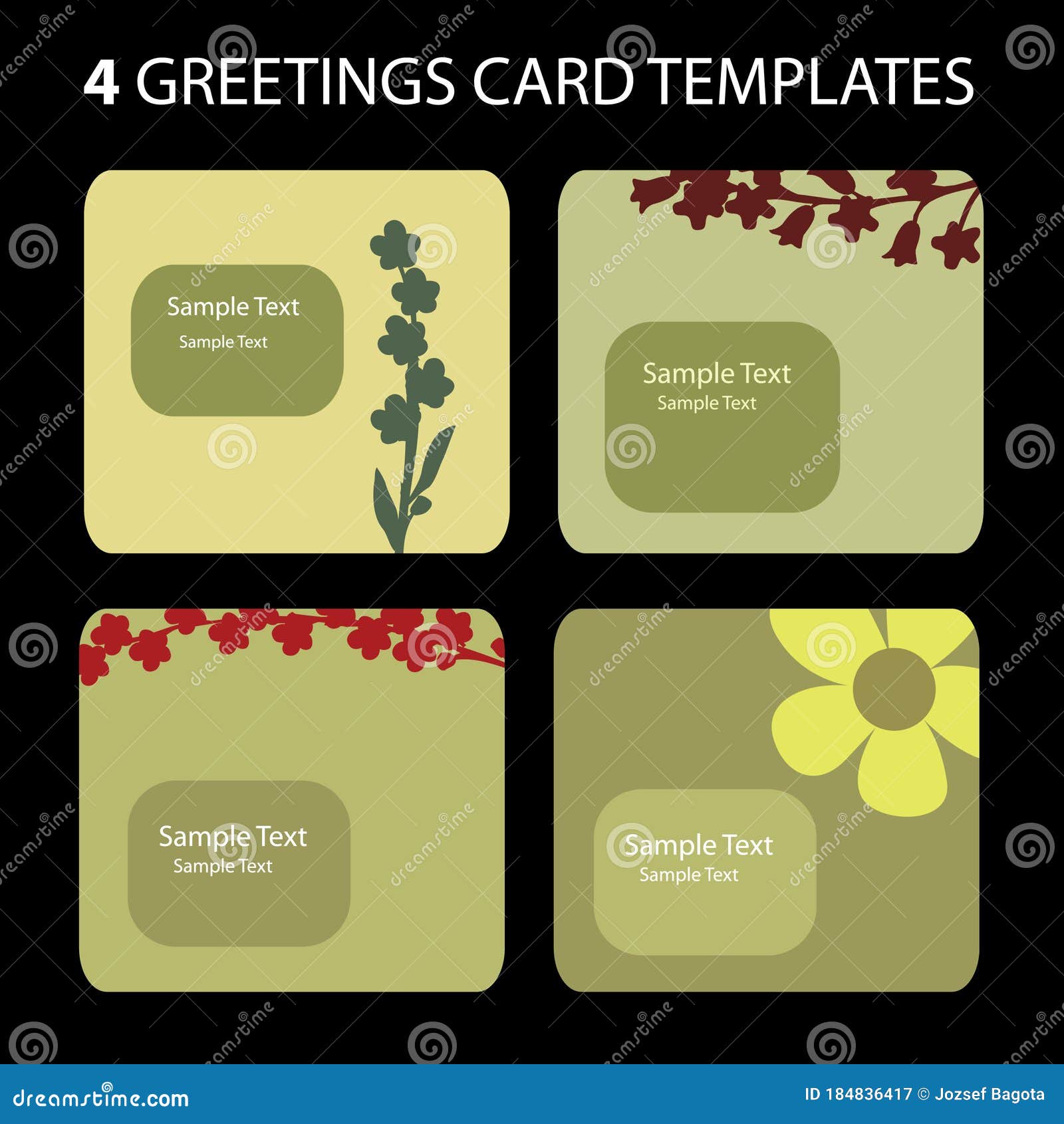 Greetings Card Templates stock vector. Illustration of frame - 184836417