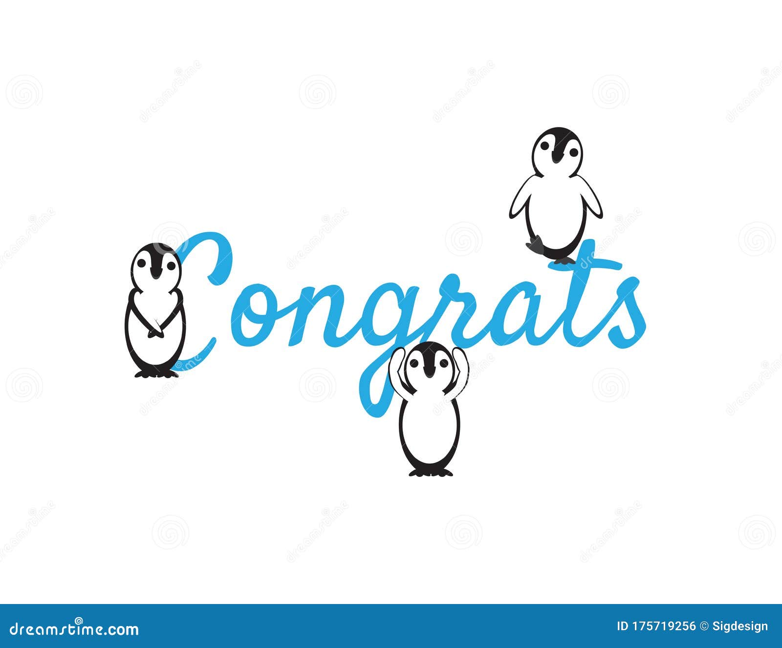 Congrats Sign, Penguins and Text Stock Vector - Illustration of ...