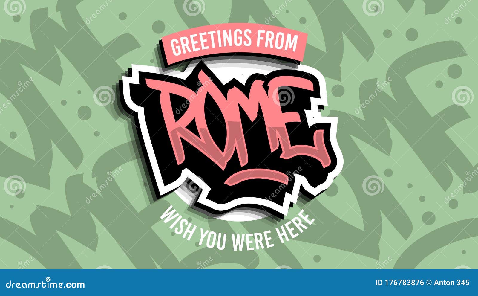 Greetings from Rome Italy Hand Drawn Lettering Postcard Concept Vector ...