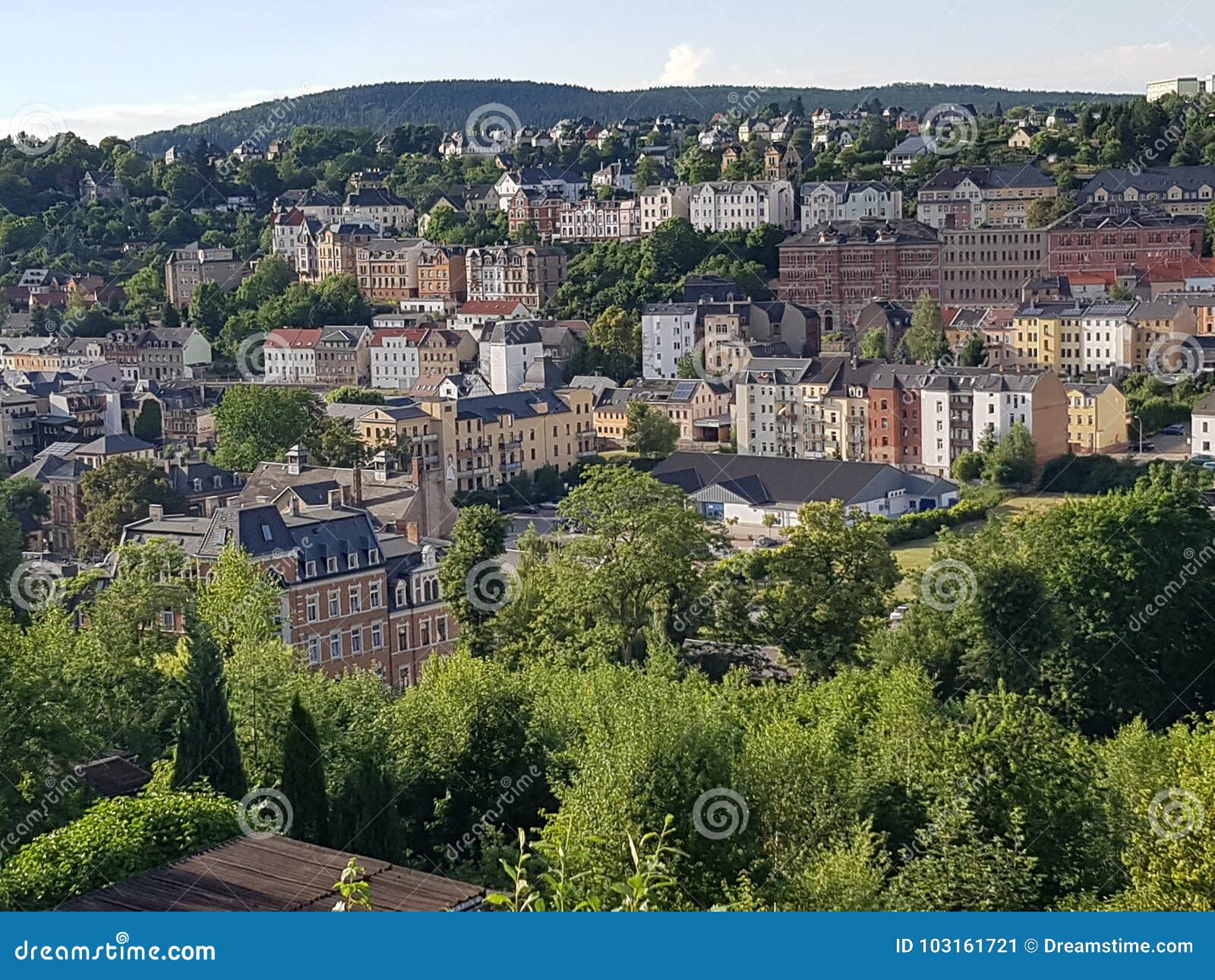Greiz stock image. Image of suburb, hometown, hill, tree - 103161721