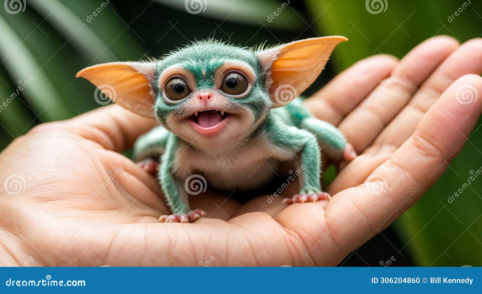Gremlin in Hand stock illustration. Illustration of hand - 306204860