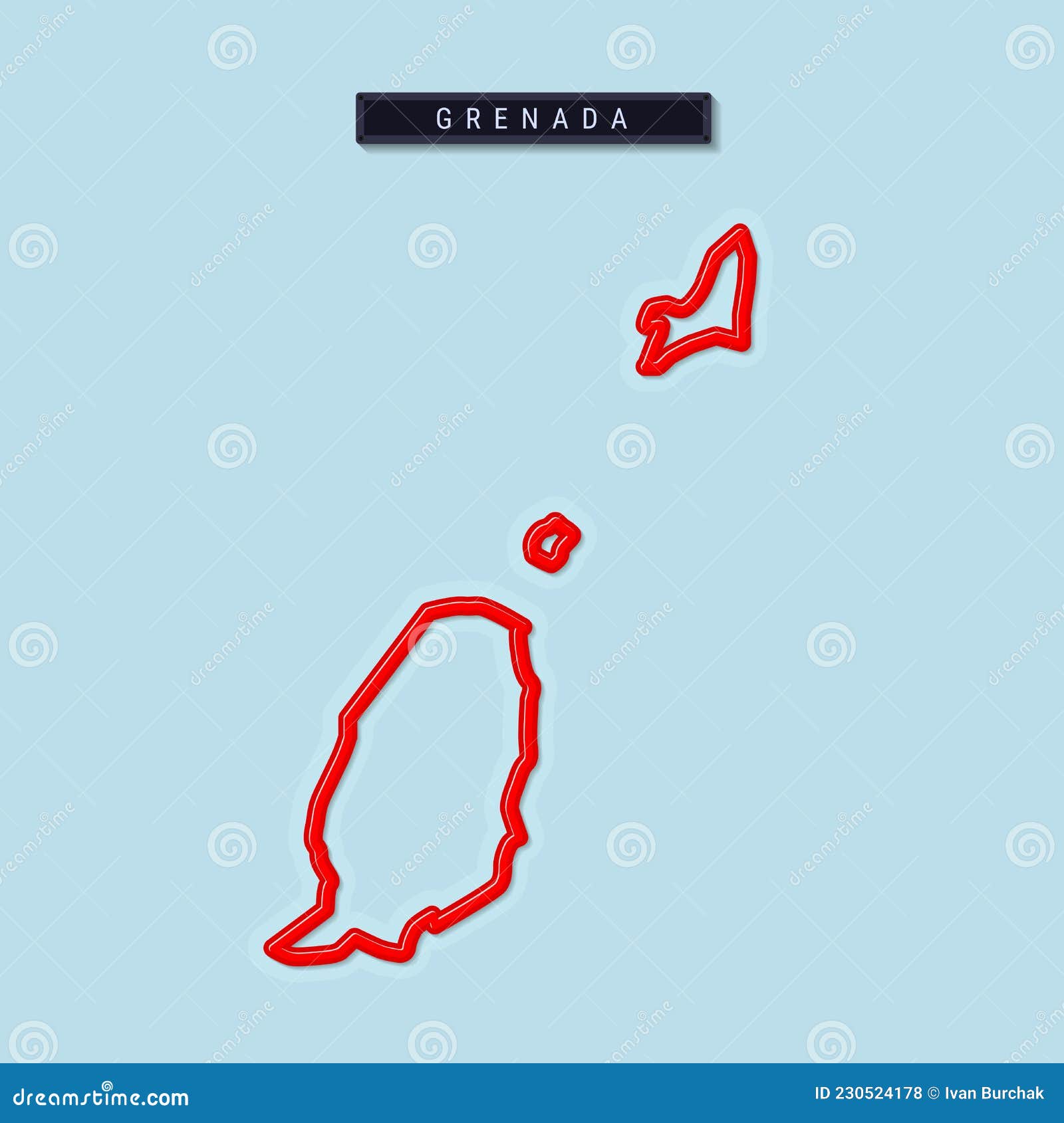 Grenada Bold Outline Map. Vector Illustration Stock Vector ...