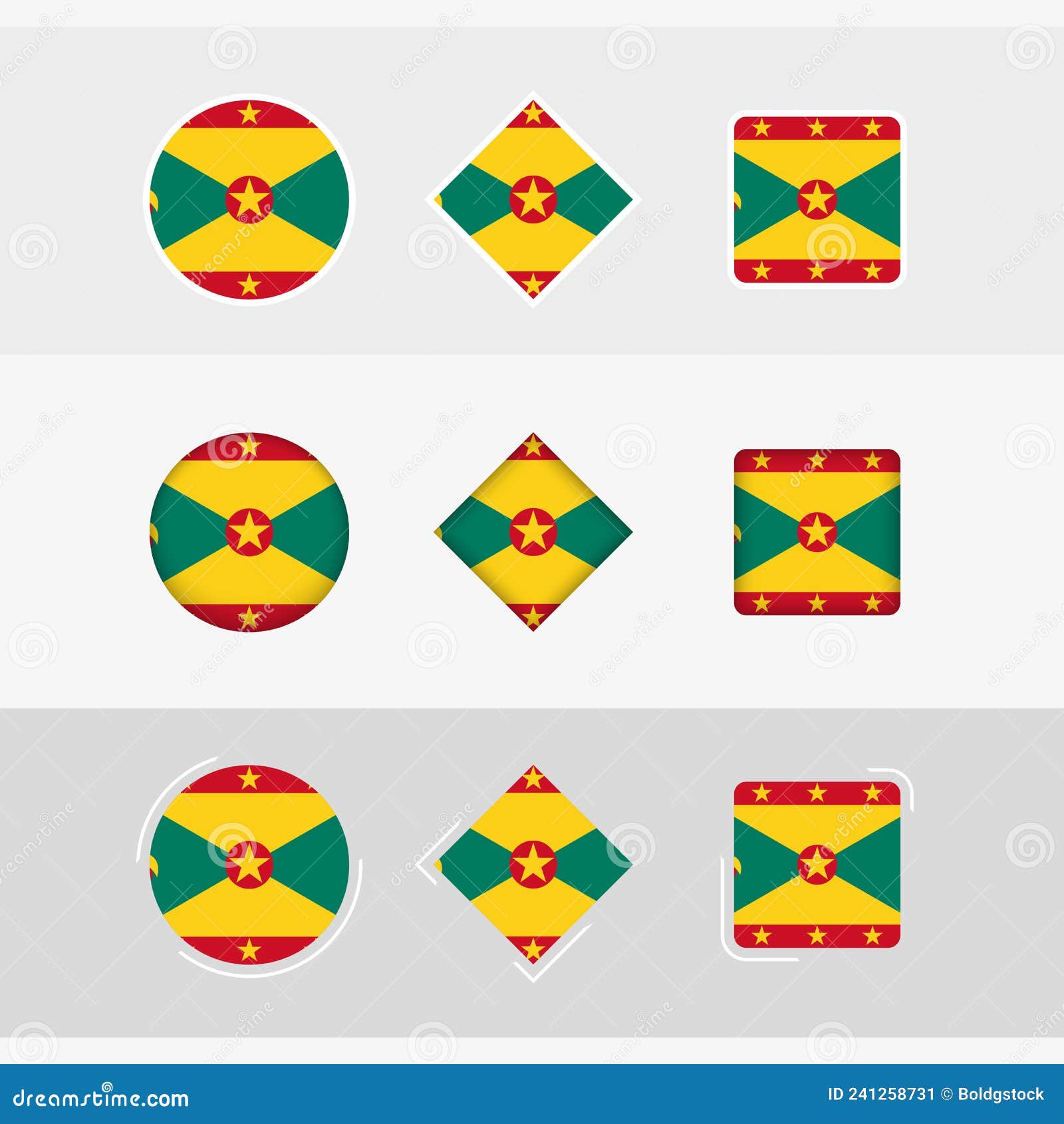 Grenada Flag Icons Set, Vector Flag of Grenada Stock Vector ...