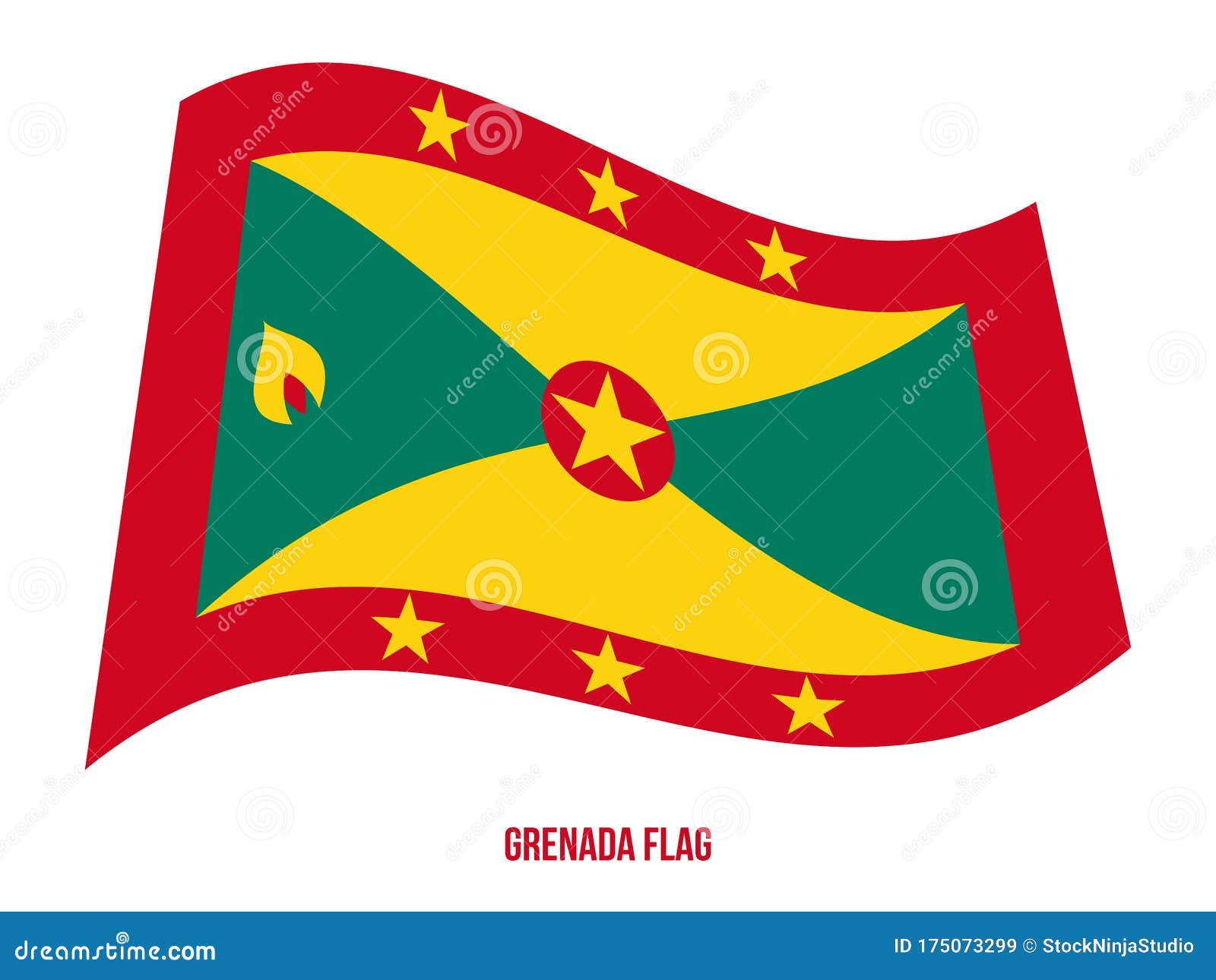 Grenada Flag Waving Vector Illustration on White Background. Grenada ...