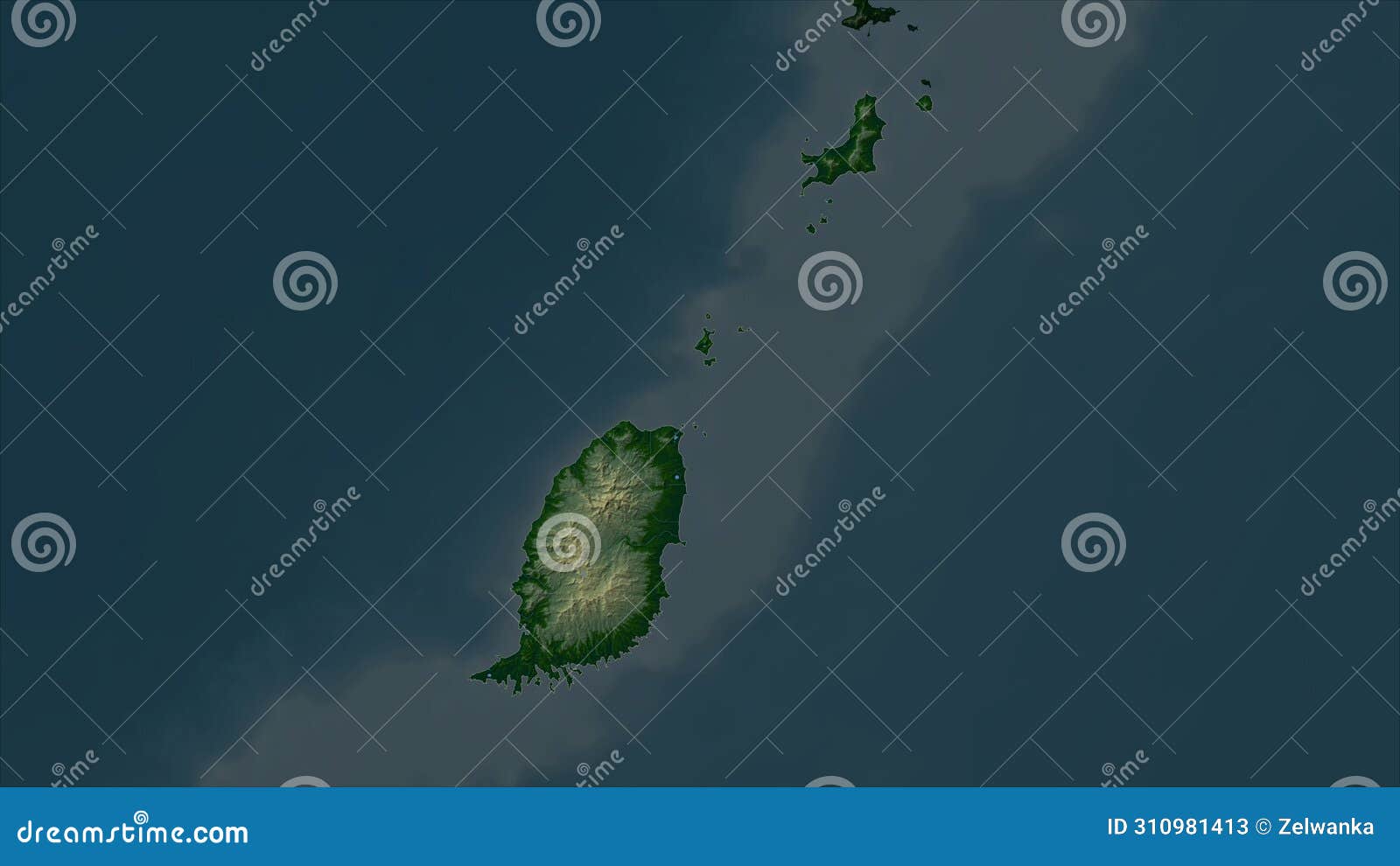 Grenada Highlighted. Physical Stock Illustration - Illustration of ...
