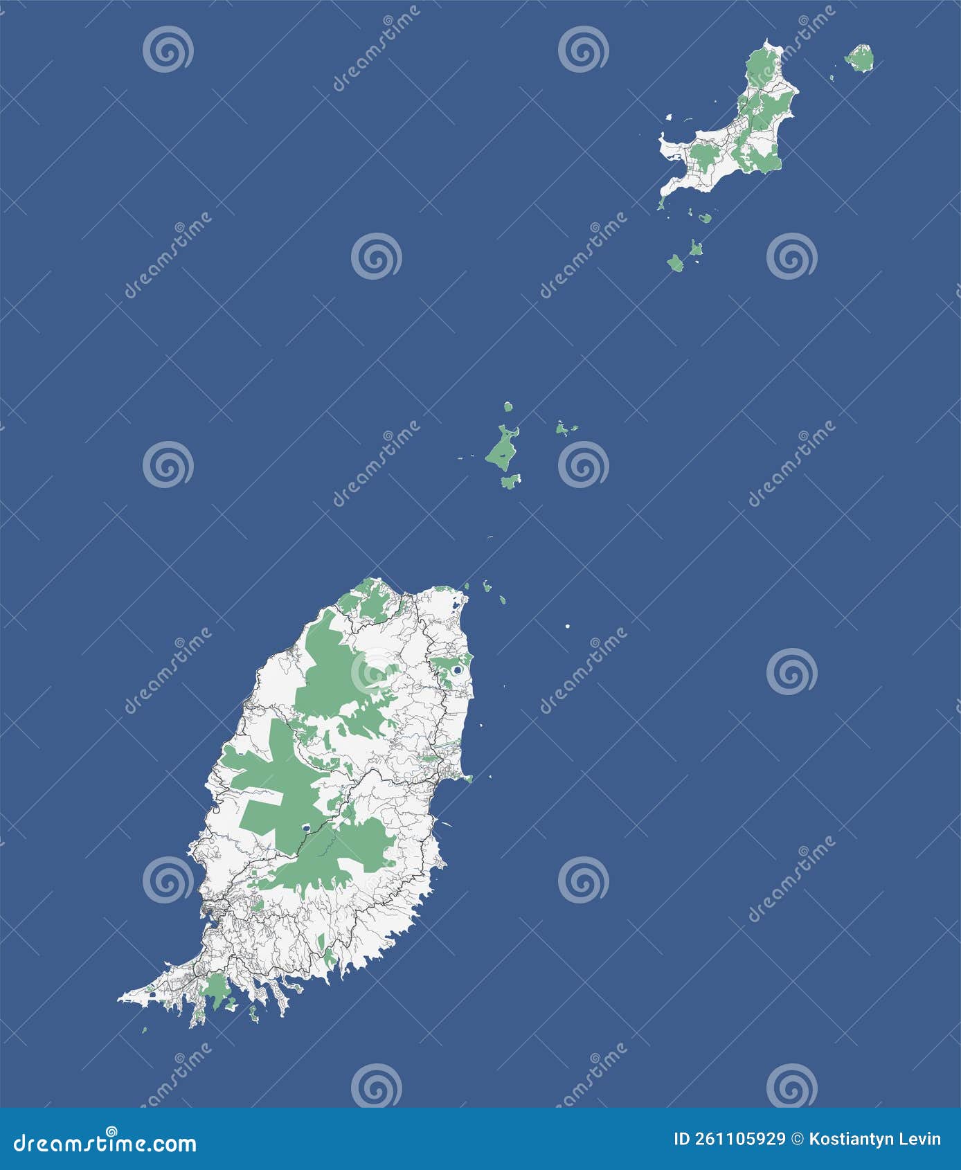 Grenada map caribbean islands from florida