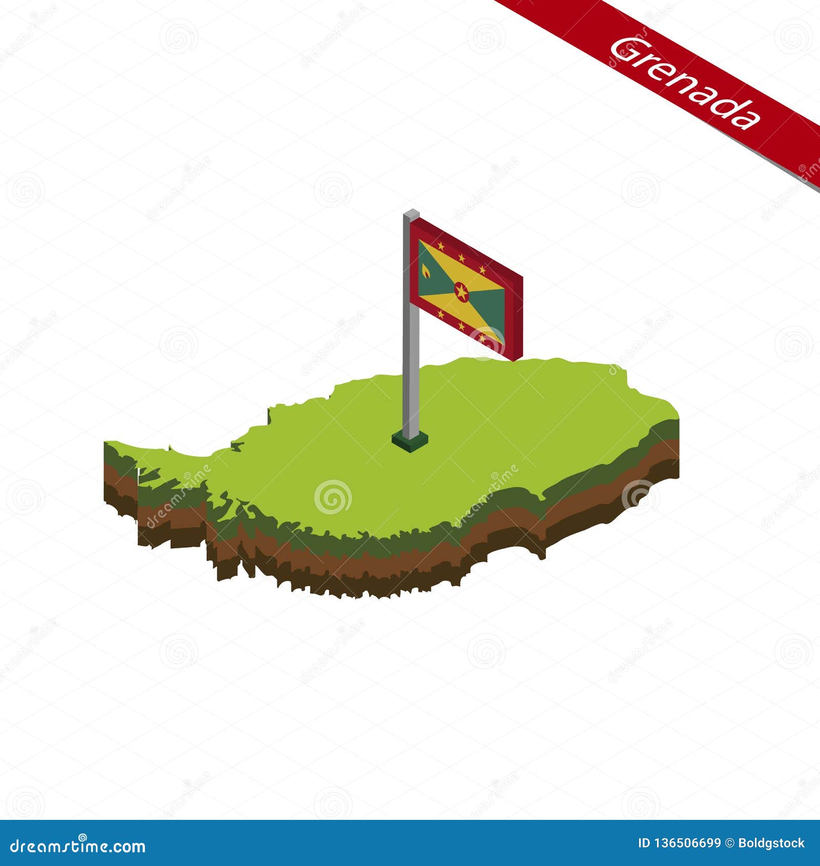 Grenada Isometric Map and Flag. Vector Illustration Stock Vector ...