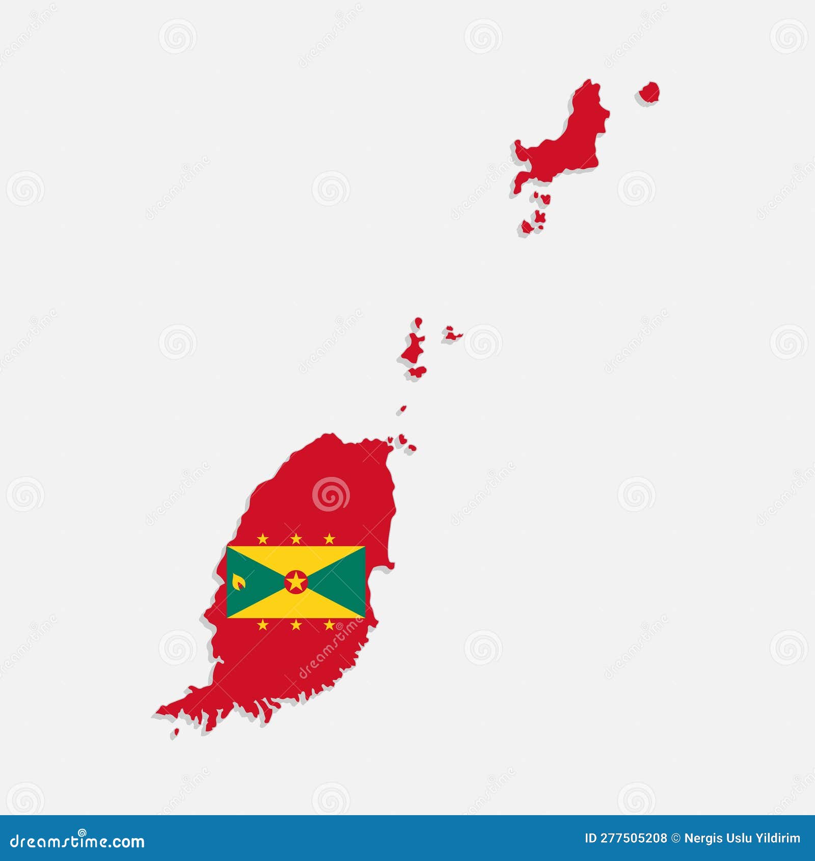Grenada flag map stock vector. Illustration of border - 277505208