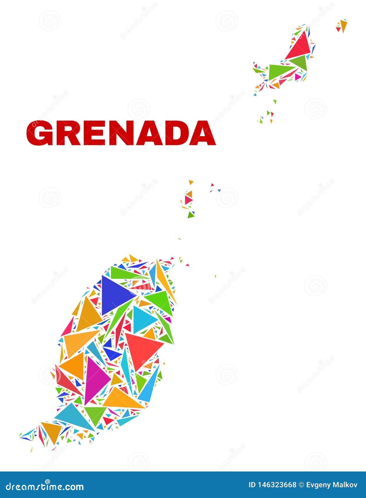 Grenada Map - Mosaic of Color Triangles Stock Vector - Illustration of ...