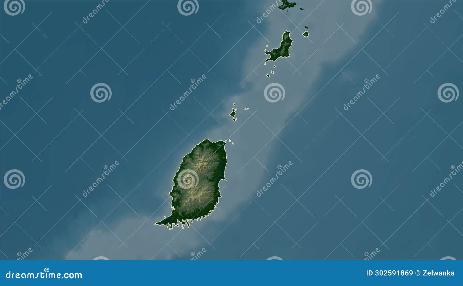 Grenada outlined. Physical stock illustration. Illustration of science ...