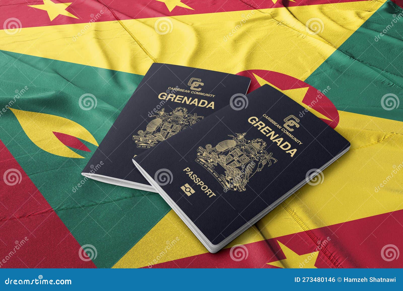 Grenada Passport on the Flag of Their Country Stock Photo - Image of ...
