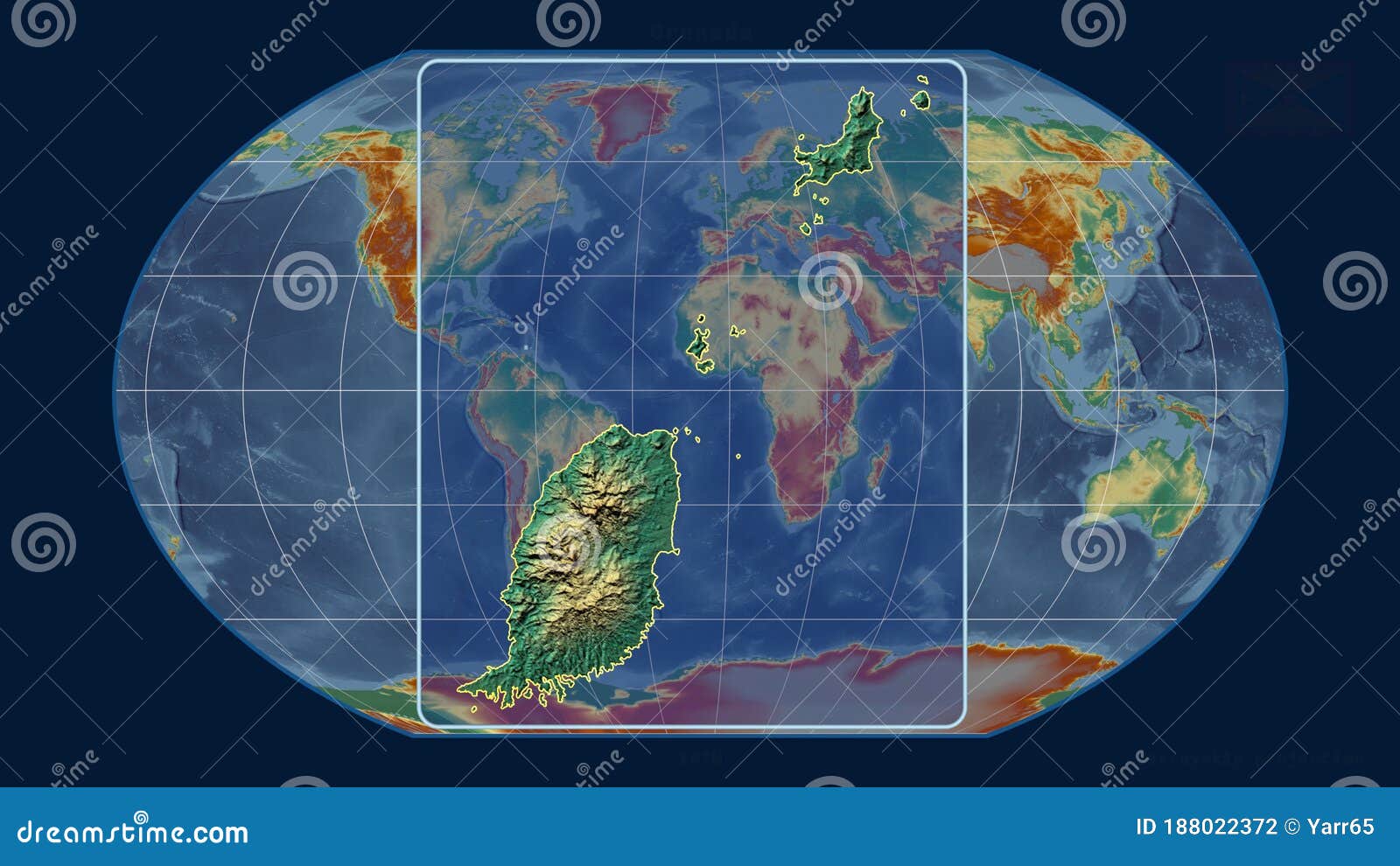 Grenada - Relief. Kavrayskiy, Centered Stock Illustration ...