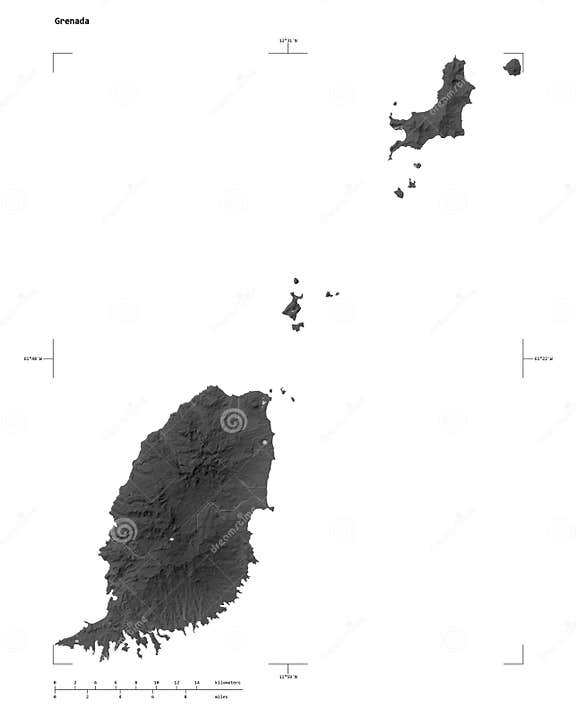 Grenada Shape on White. Grayscale Stock Illustration - Illustration of ...