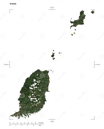 Grenada Shape on White. Low-res Satellite Stock Illustration ...