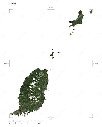 Grenada Shape on White. Low-res Satellite Stock Illustration ...