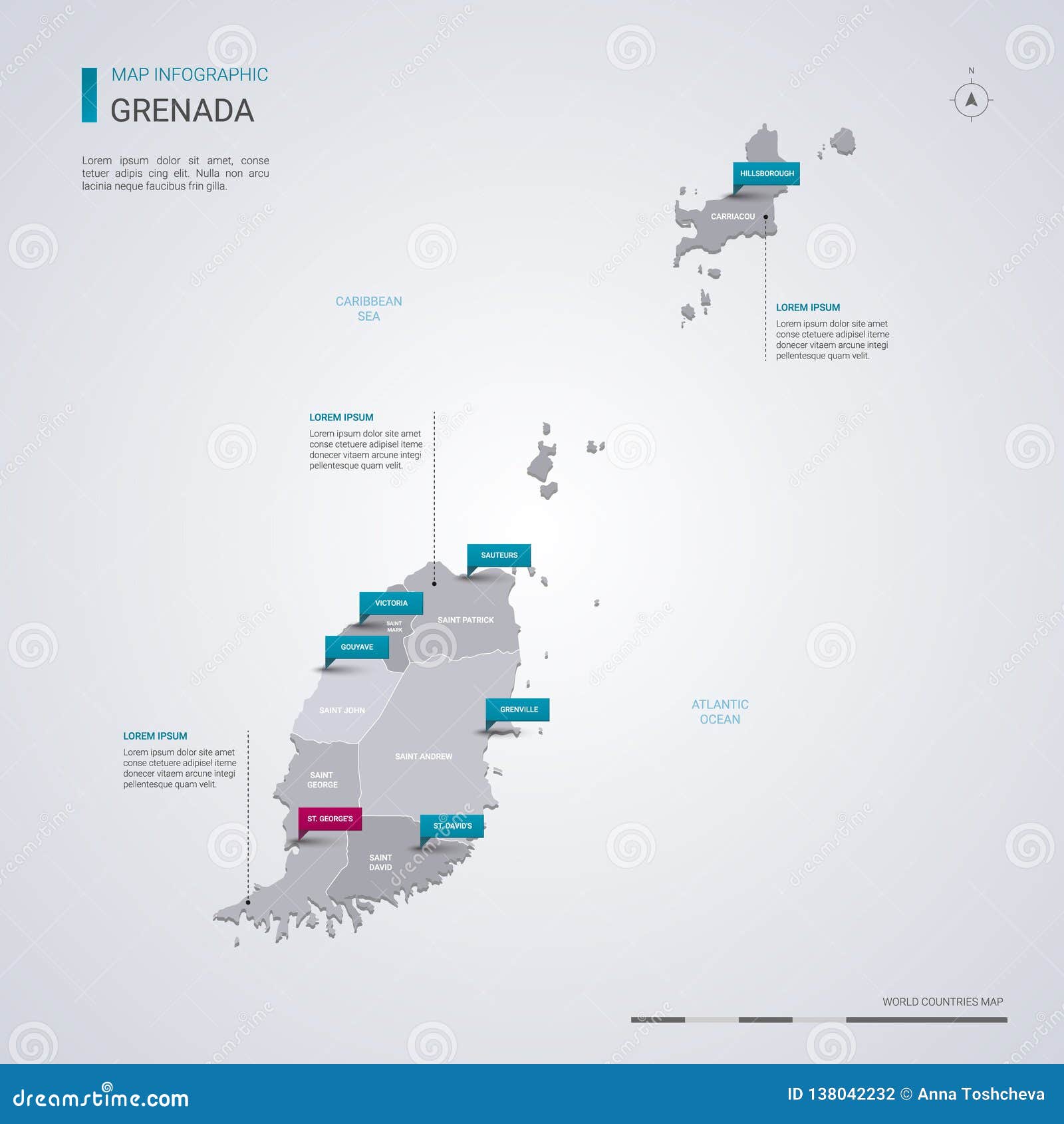 grenada map with cities