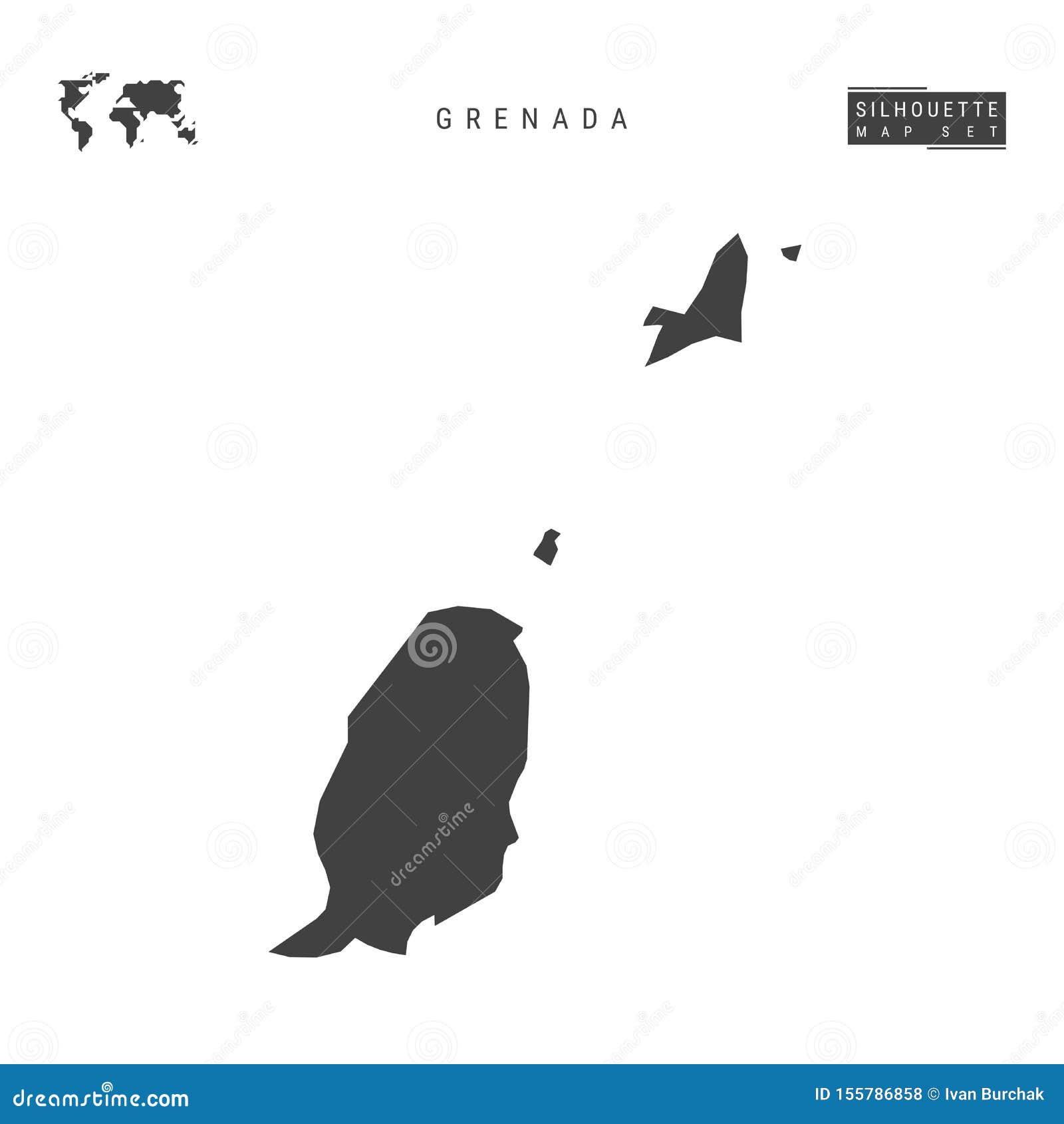 Grenada Vector Map Isolated on White Background. High-Detailed Black ...