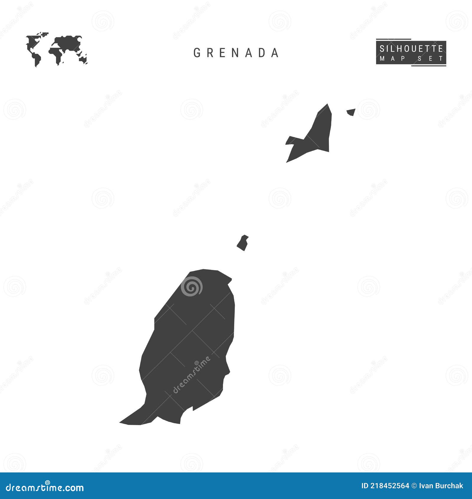 Grenada Vector Map Isolated on White Background. High-Detailed Black ...