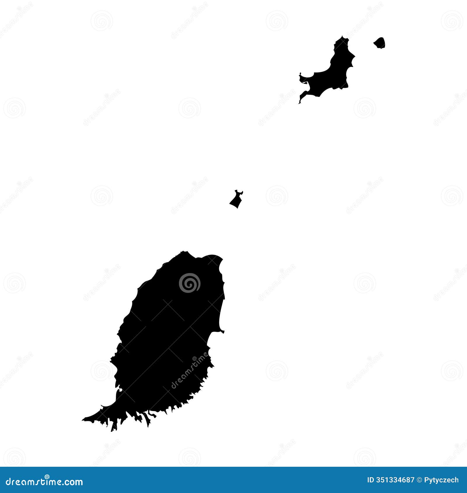 Grenada Silhouette Map And Two Patterns Of Dots And Slanted Lines. Flat ...