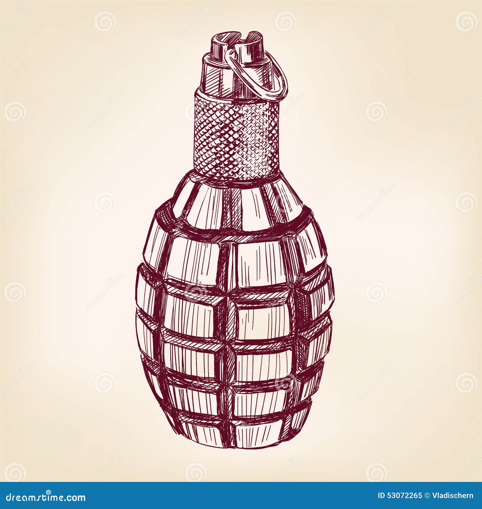 Grenade Hand Drawn Vector Illustration Stock Vector - Illustration of ...