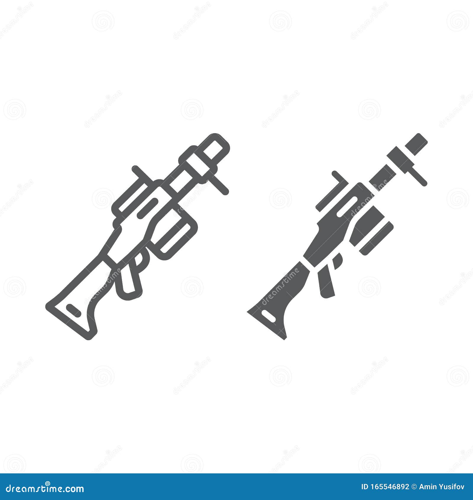 Grenade Launcher Line and Glyph Icon, Weapon and Rocket, Bazooka Sign ...