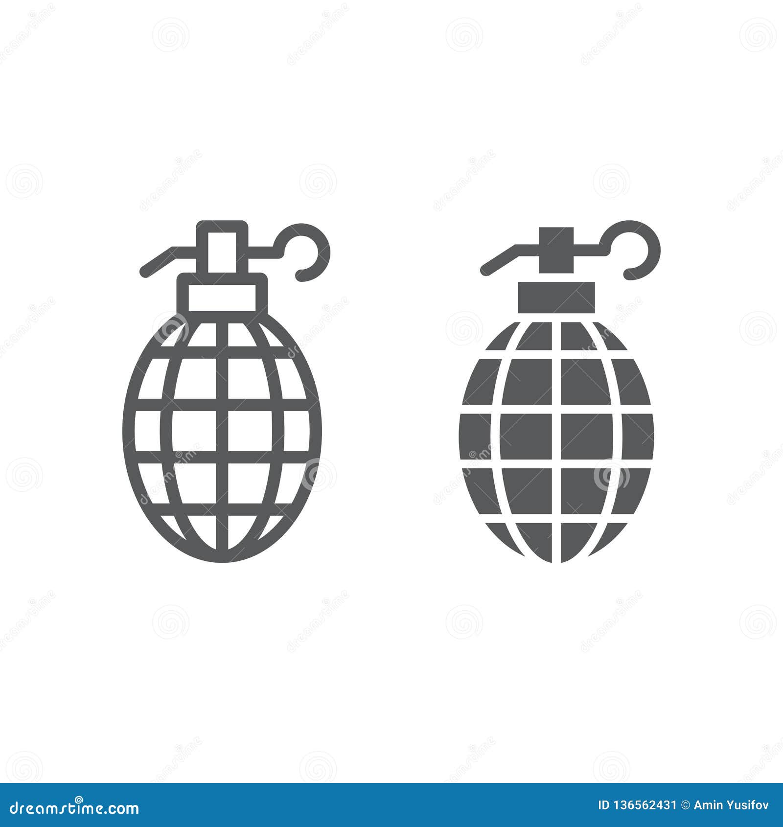 Grenade Line And Glyph Icon. Fragmentation Grenade Vector Illustration ...