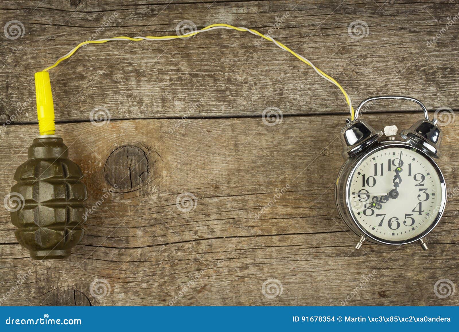 Grenade and Old Alarm Clock. Timed Bomb. the Concept of Terrorism ...