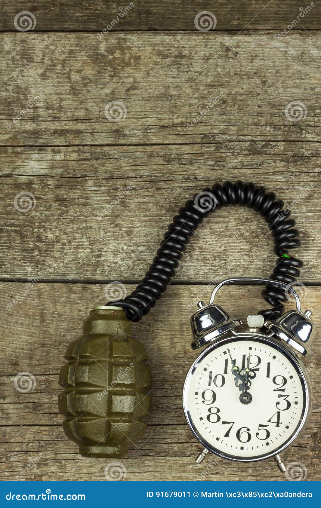 Grenade and Old Alarm Clock. Timed Bomb. the Concept of Terrorism ...